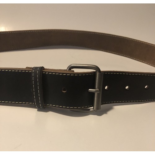 Black Stitched Leather Belt